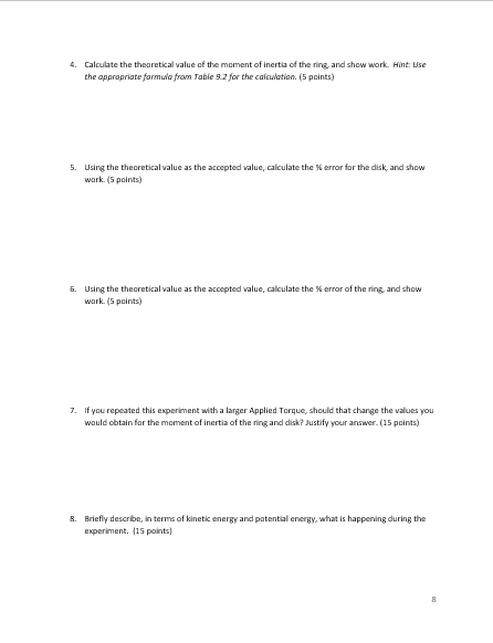 Solved Analysis of Rotational inertia Lab Name | Chegg.com