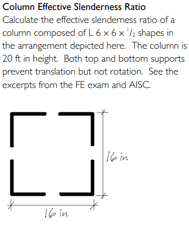 Solved Column Effective Slenderness Ratio Calculate the | Chegg.com