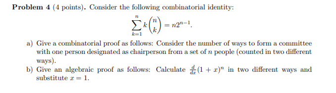 Solved Problem 4 (4 points). Consider the following | Chegg.com