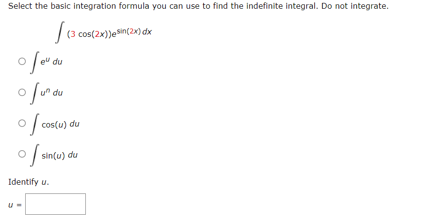 Solved Select the basic integration formula you can use to | Chegg.com