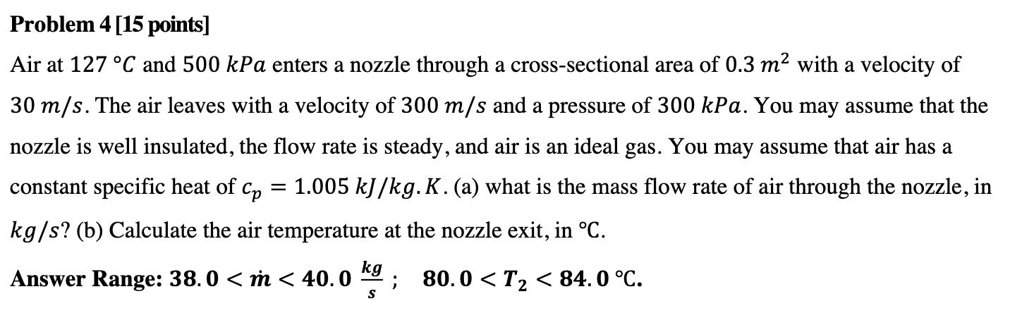 Solved Problem 4 [15 points]\\nAir at 127\\\\deg C and | Chegg.com