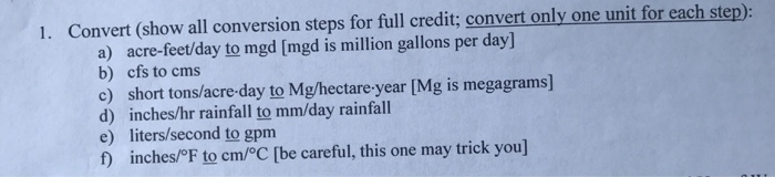 Solved Convert (show all conversion steps for full credit: | Chegg.com