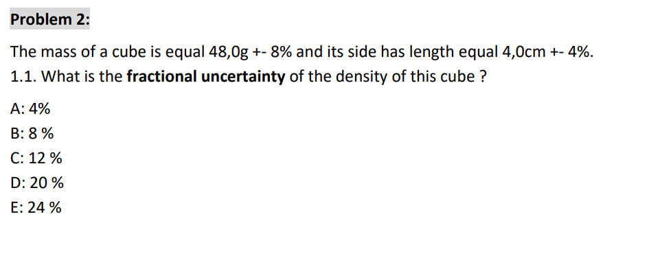 Solved The mass of a cube is equal 48,0 g+−8% and its side | Chegg.com