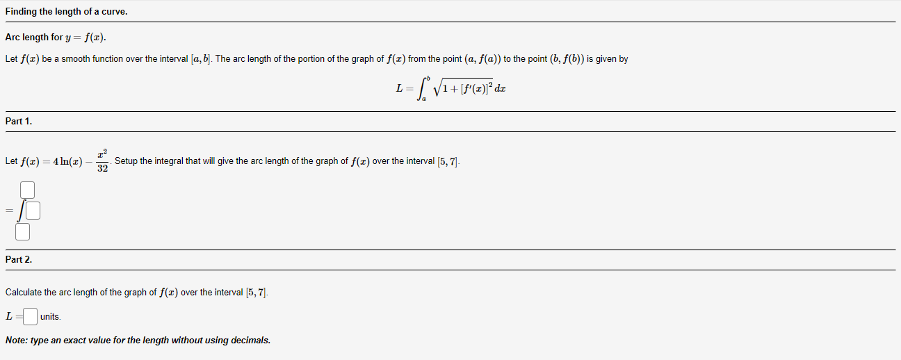 Solved Finding the length of a curve. Arc length for y=f(x). | Chegg.com