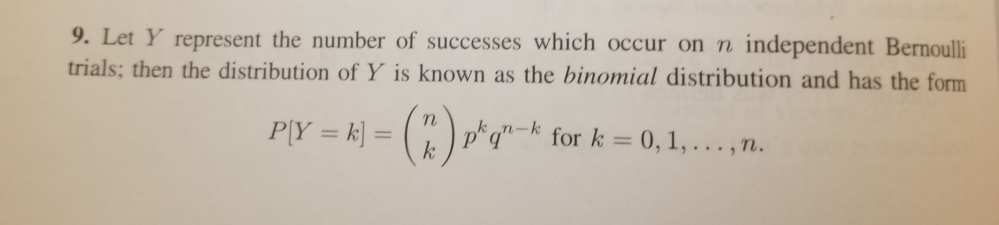 Solved 9. Let Y represent the number of successes which | Chegg.com