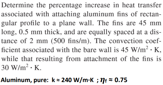 Solved Determine the percentage increase in heat transfer | Chegg.com