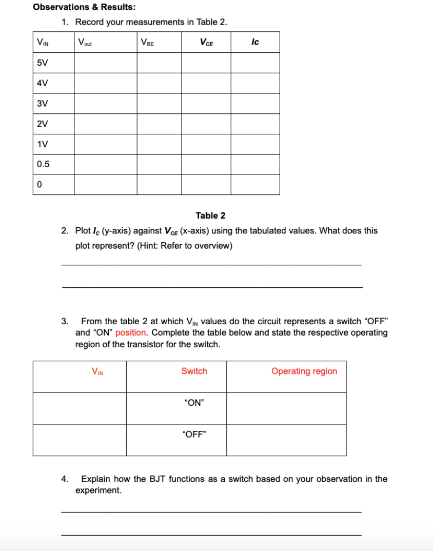 Experiment 1: BJT Overview Figure 1: Bipolar Junction | Chegg.com