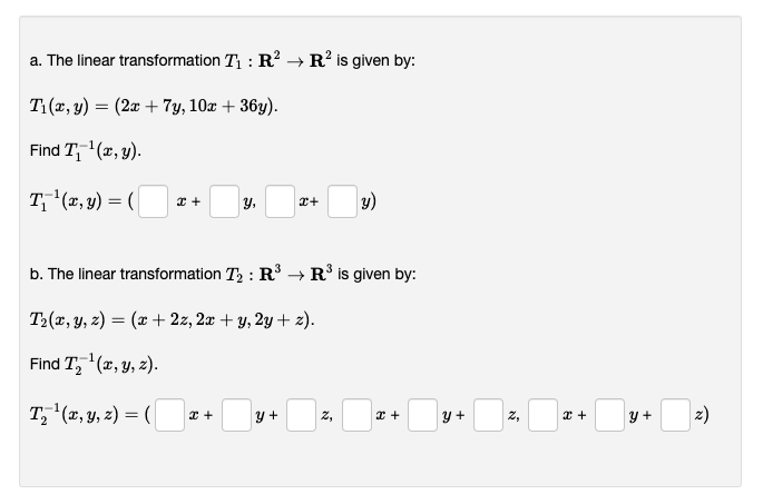 Solved a. The linear transformation T1:R2→R2 is given by: | Chegg.com