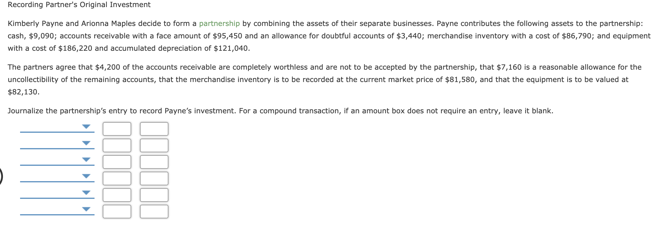 Solved Recording Partner's Original Investment Kimberly | Chegg.com