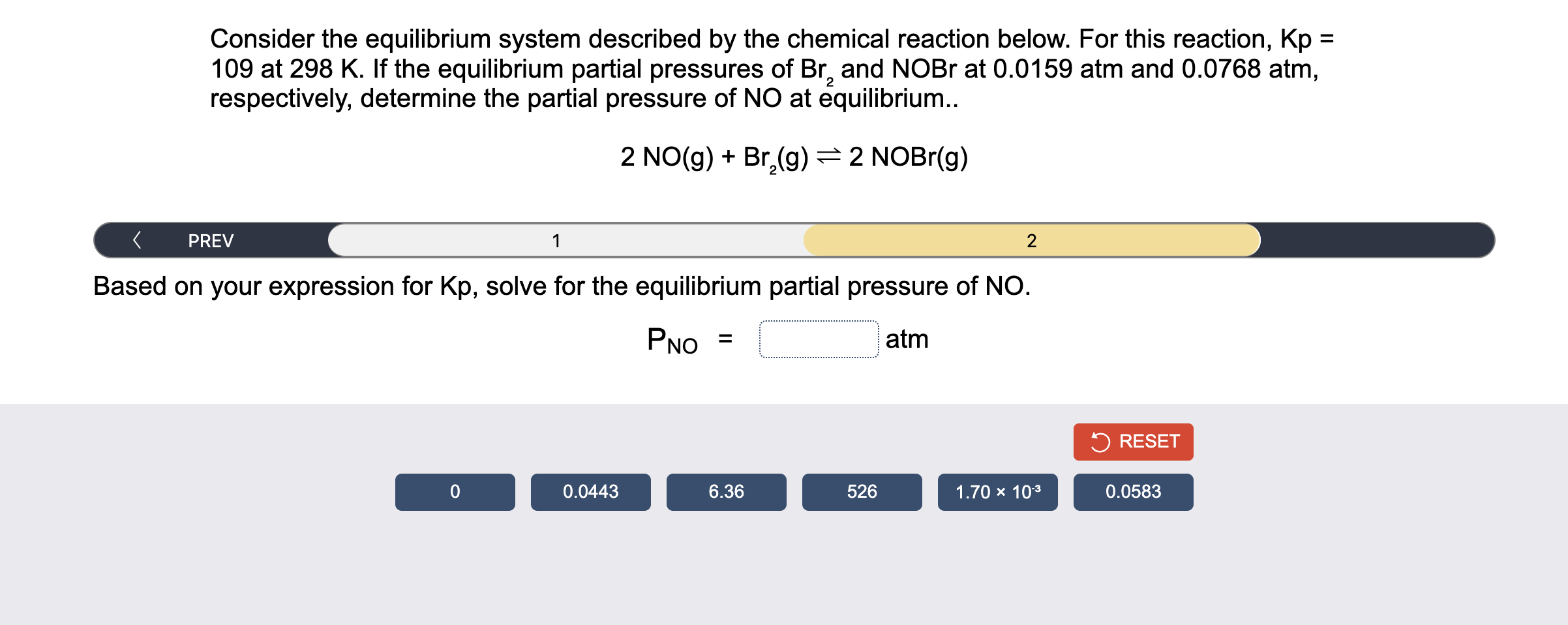 Solved Consider the equilibrium system described by the | Chegg.com