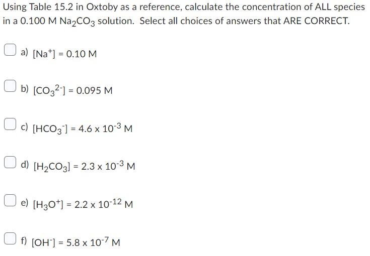 Solved Using Table 15.2 in Oxtoby as a reference, calculate | Chegg.com