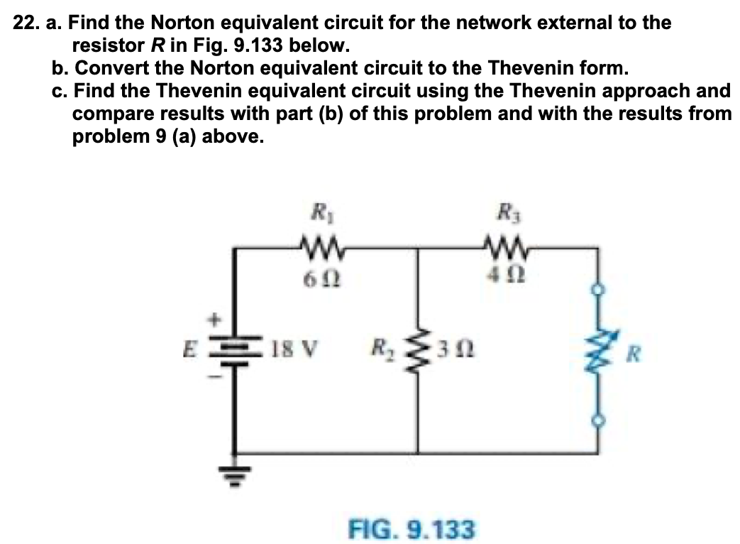 Solved 22. a. Find the Norton equivalent circuit for the | Chegg.com