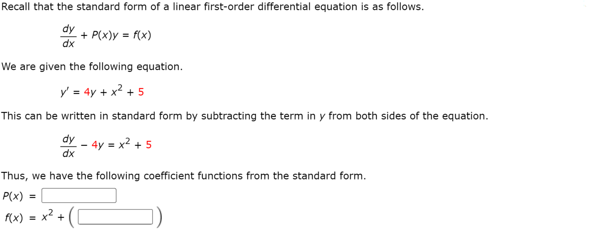 Solved Recall that the standard form of a linear first-order | Chegg.com