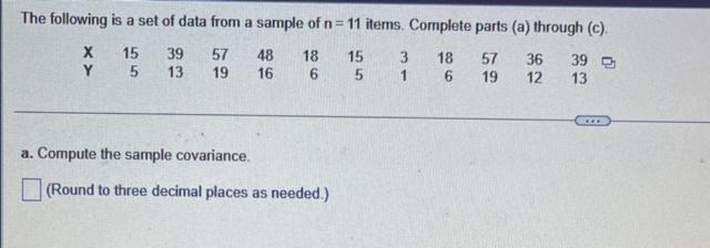 Solved a. Compute the sample covariance. b. Compute the | Chegg.com