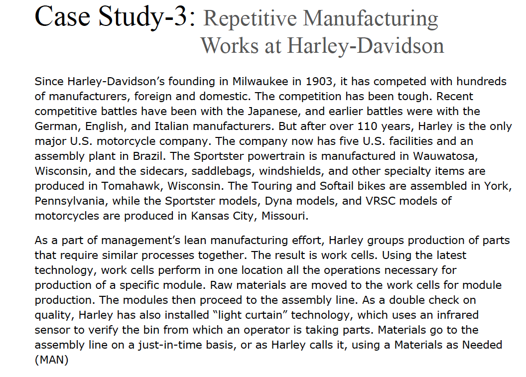 Solved Case Study-3: Repetitive Manufacturing Works at | Chegg.com