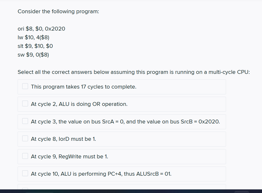 Solved Q1 Multi-cycle CPU 4 Points Given the following | Chegg.com