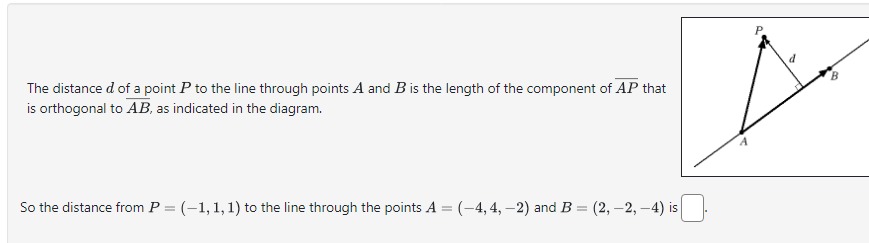 Solved The distance d of a point P to the line through | Chegg.com
