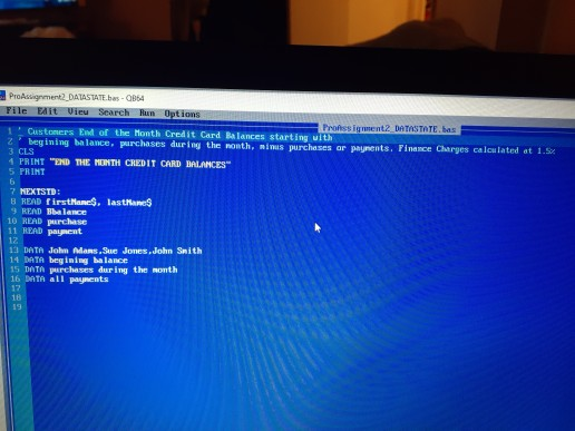 Solved The Language is in Qbasic. I'm asked to write a | Chegg.com