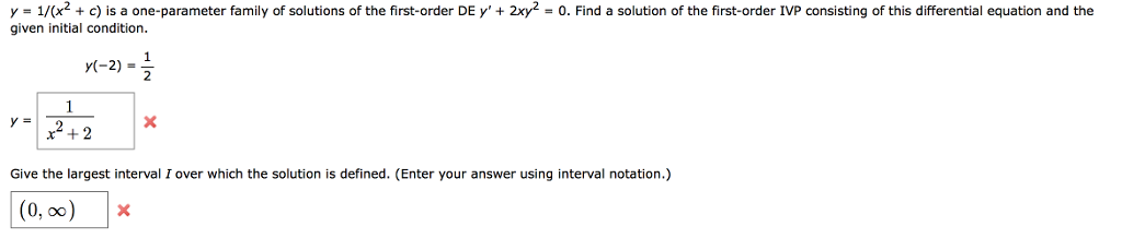 Solved y = 1/(x2 + c) is a one-parameter family of solutions | Chegg.com
