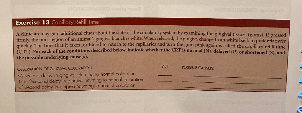 Solved Exercise 13 Capillary Refill Time A clinician may | Chegg.com