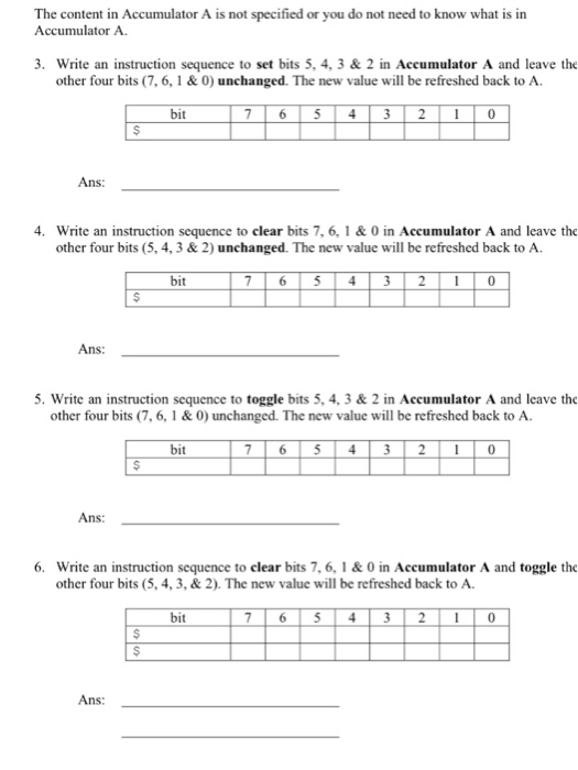 Solved The content in Accumulator A is not specified or you | Chegg.com