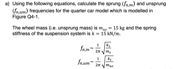 Solved a) Using the following equations, calculate the | Chegg.com