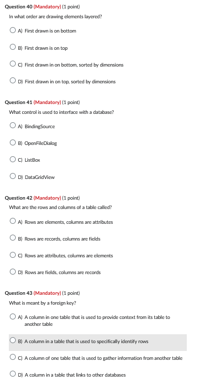 Solved Question 40 (Mandatory) (1 point) In what order are | Chegg.com