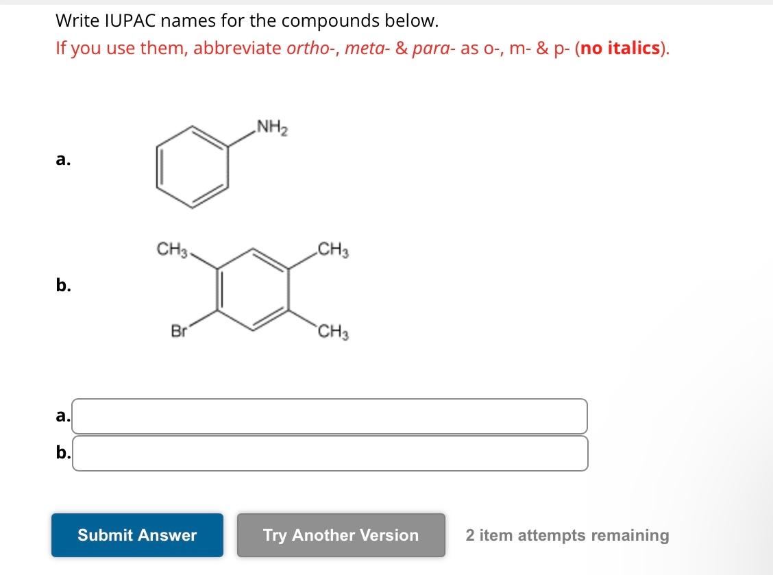 Solved Write IUPAC names for the compounds below. If you use | Chegg.com