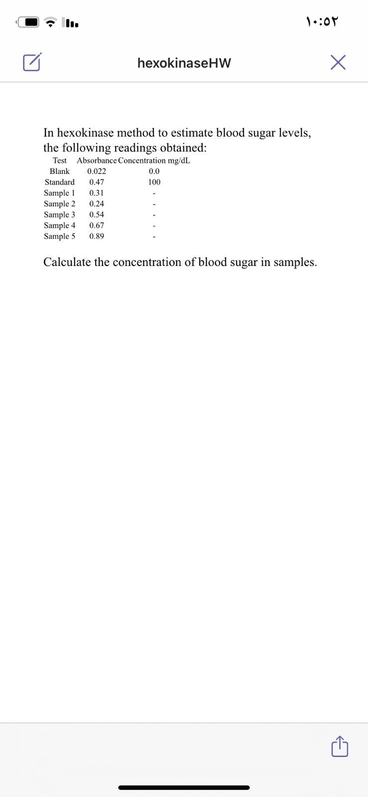 Solved ۱۰:۵۲ hexokinaseHW Х In hexokinase method to estimate | Chegg.com
