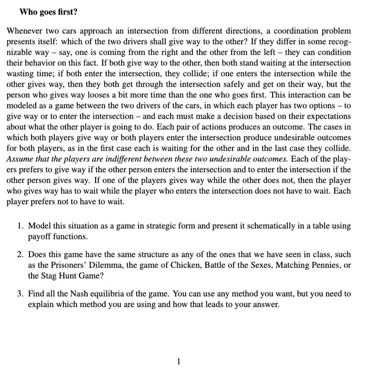 Who goes first? Whenever two cars approach an | Chegg.com