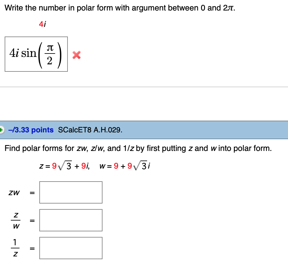 Solved Write the number in polar form with argument between | Chegg.com