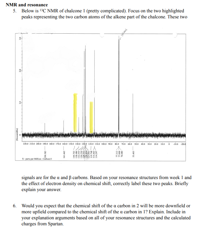 Solved NMR and resonance 5. Below is 13C NMR of chalcone 1 | Chegg.com