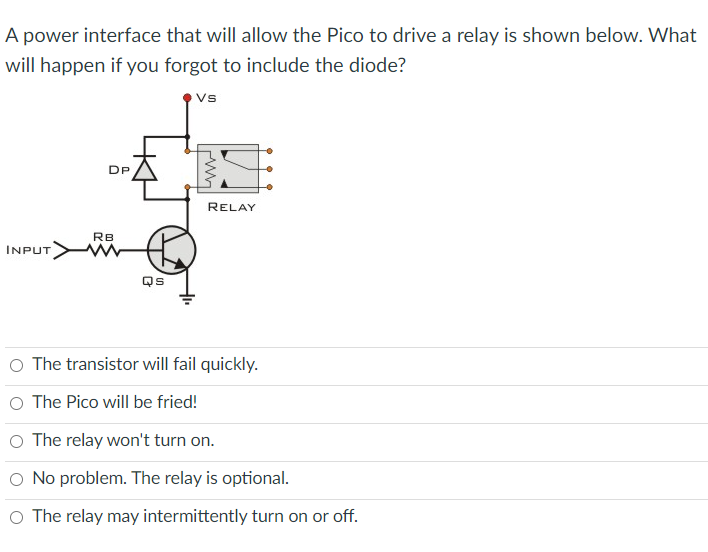 Solved A power interface that will allow the Pico to drive a | Chegg.com