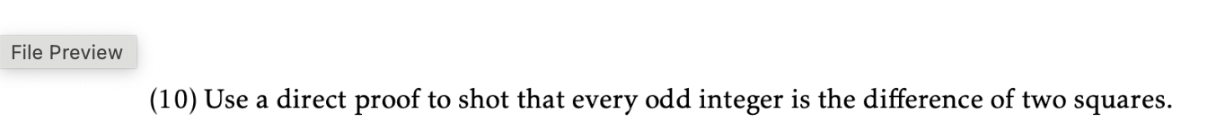 Solved (10) Use a direct proof to shot that every odd | Chegg.com