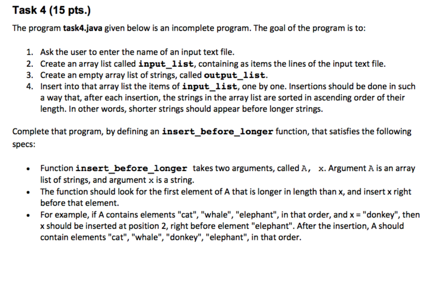 Solved Task 4 (15 pts.) The program task4.java given below | Chegg.com