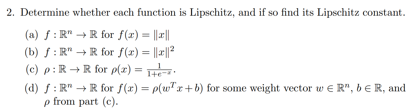 Solved 2. Determine whether each function is Lipschitz, and | Chegg.com
