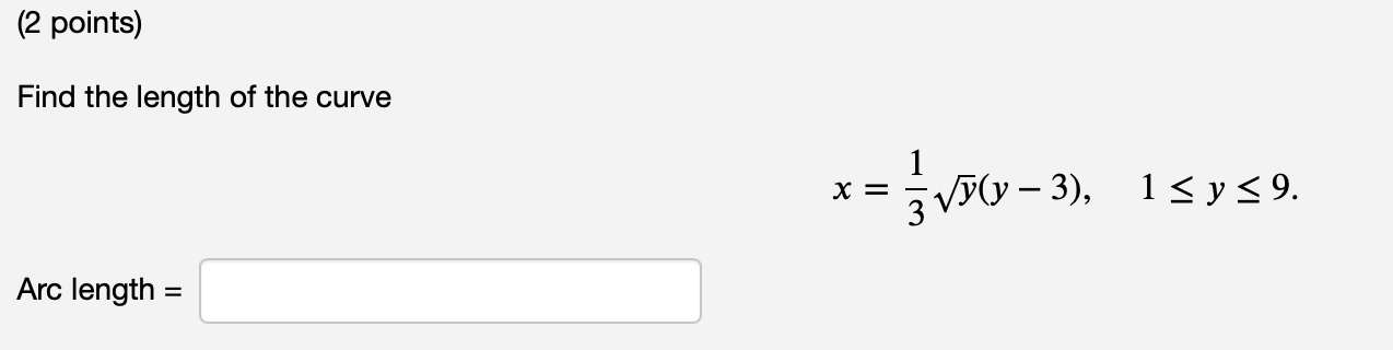 Solved (2 points) Find the length of the curve | Chegg.com