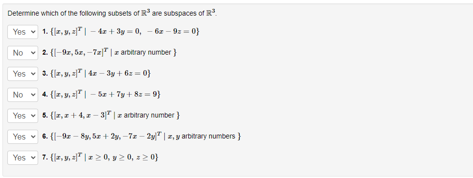 Solved Determine which of the following subsets of R3 are | Chegg.com