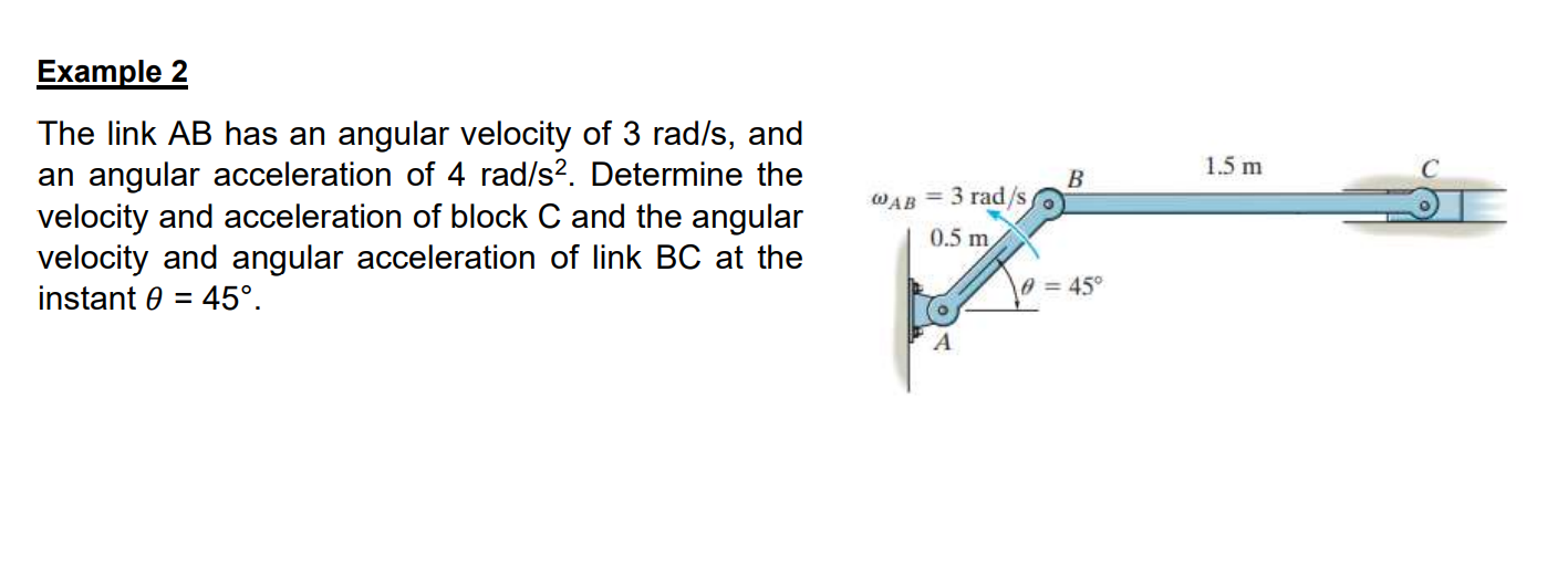 Solved Example 2 1.5 m B WAB = 3 rads The link AB has an | Chegg.com
