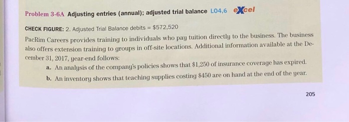 Solved Problem 3-6A Part 1 (use t accounts instead of | Chegg.com