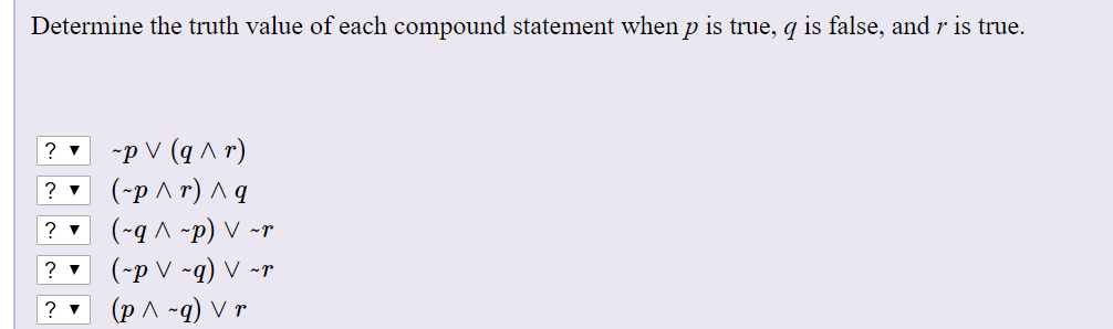 Solved Determine The Truth Value Of Each Compound Statement