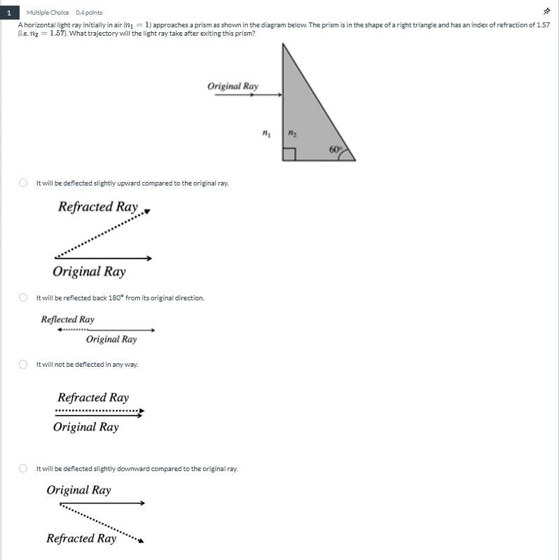 Solved A horizontal light ray initially in air ( \( | Chegg.com