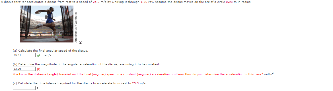 Solved (a) Calculate the final angular speed of the discus. | Chegg.com