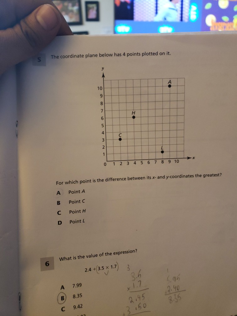 Solved S The coordinate plane below has 4 points plotted on | Chegg.com