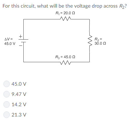 Solved For this circuit, what will be the voltage drop | Chegg.com
