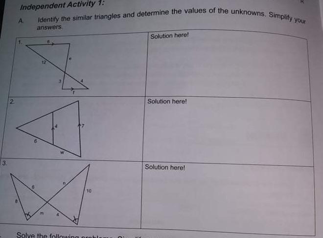 Solved Independent Activity 1: Identify the similar | Chegg.com
