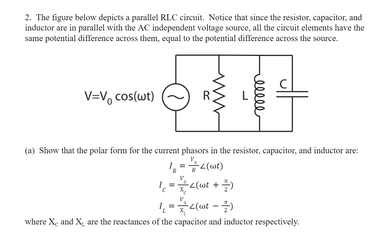Solved 2. The figure below depicts a parallel RLC circuit. | Chegg.com