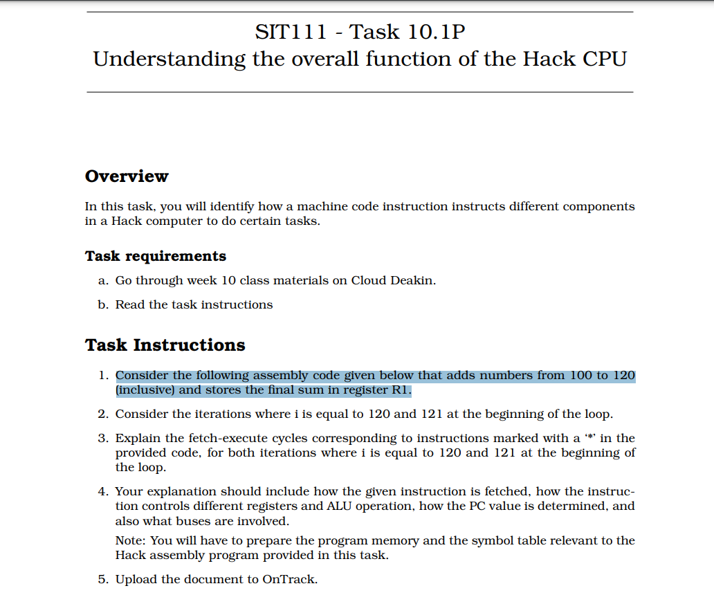 Solved SIT111 - Task 10.1P Understanding the overall | Chegg.com