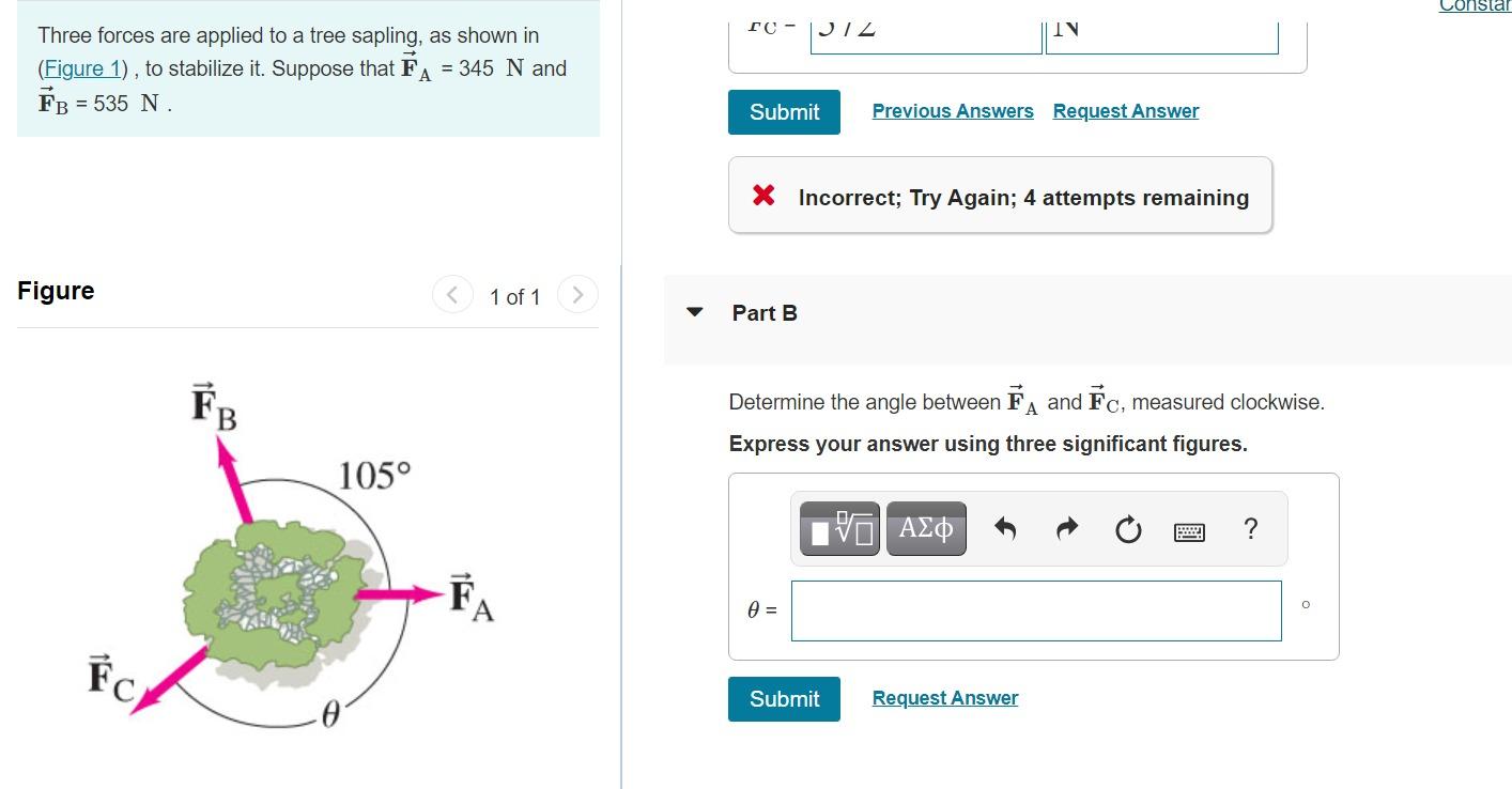 Solved Three forces are applied to a tree sapling, as shown | Chegg.com