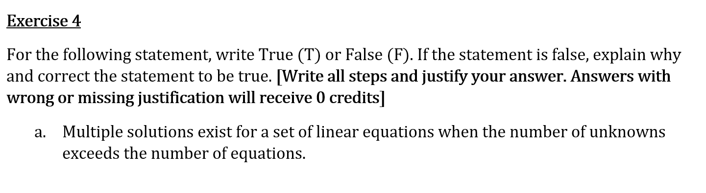 Solved For the following statement, write True (T) or False | Chegg.com